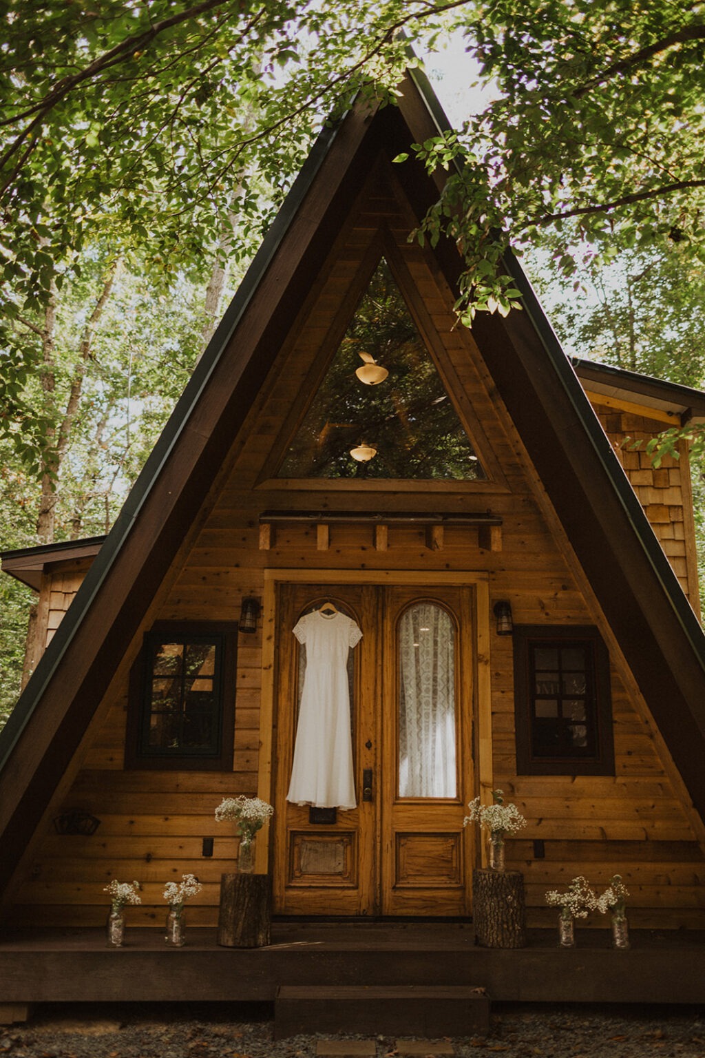 Rustic Elopement In The Woods At A-Frame Cabin Wedding Venue | Shelly ...